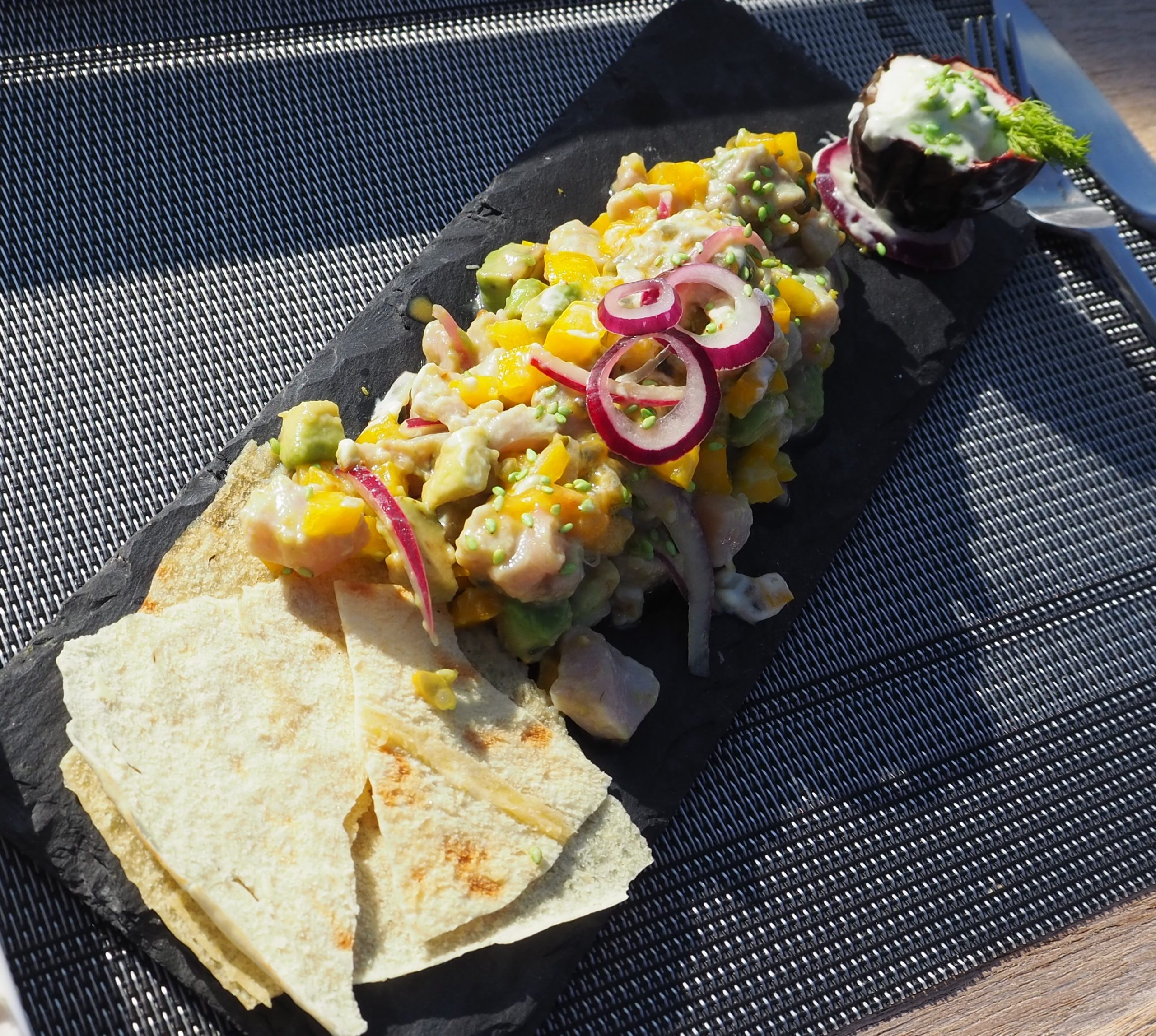 >CEVICHE de bonite aux fruits de la passion et neige de mascarpone ...